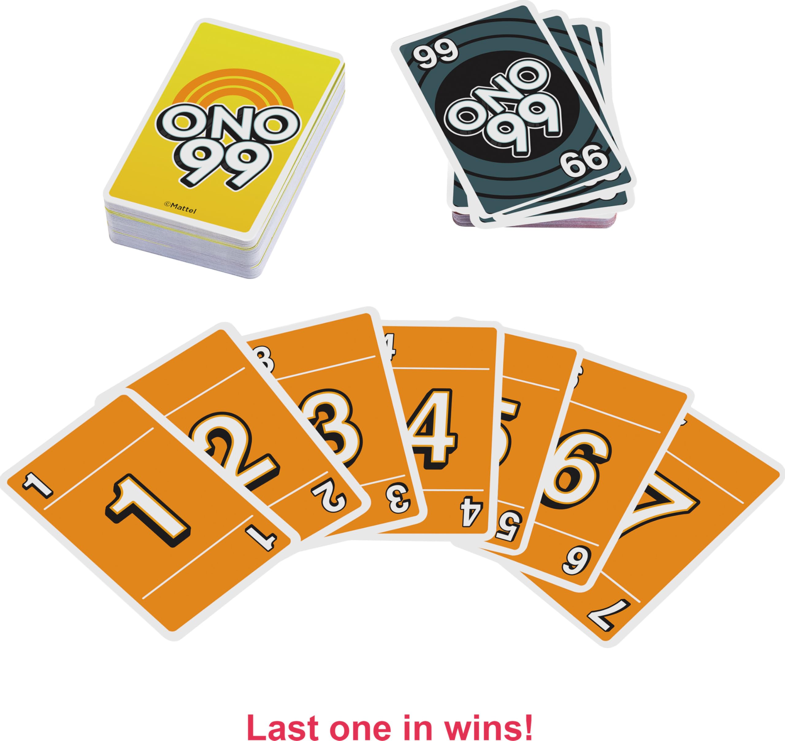 Mattel Games ONO 99 Card Game from The Makers of UNO for Kids, Adults & Families, Add Numbers & Don't Go Over 99