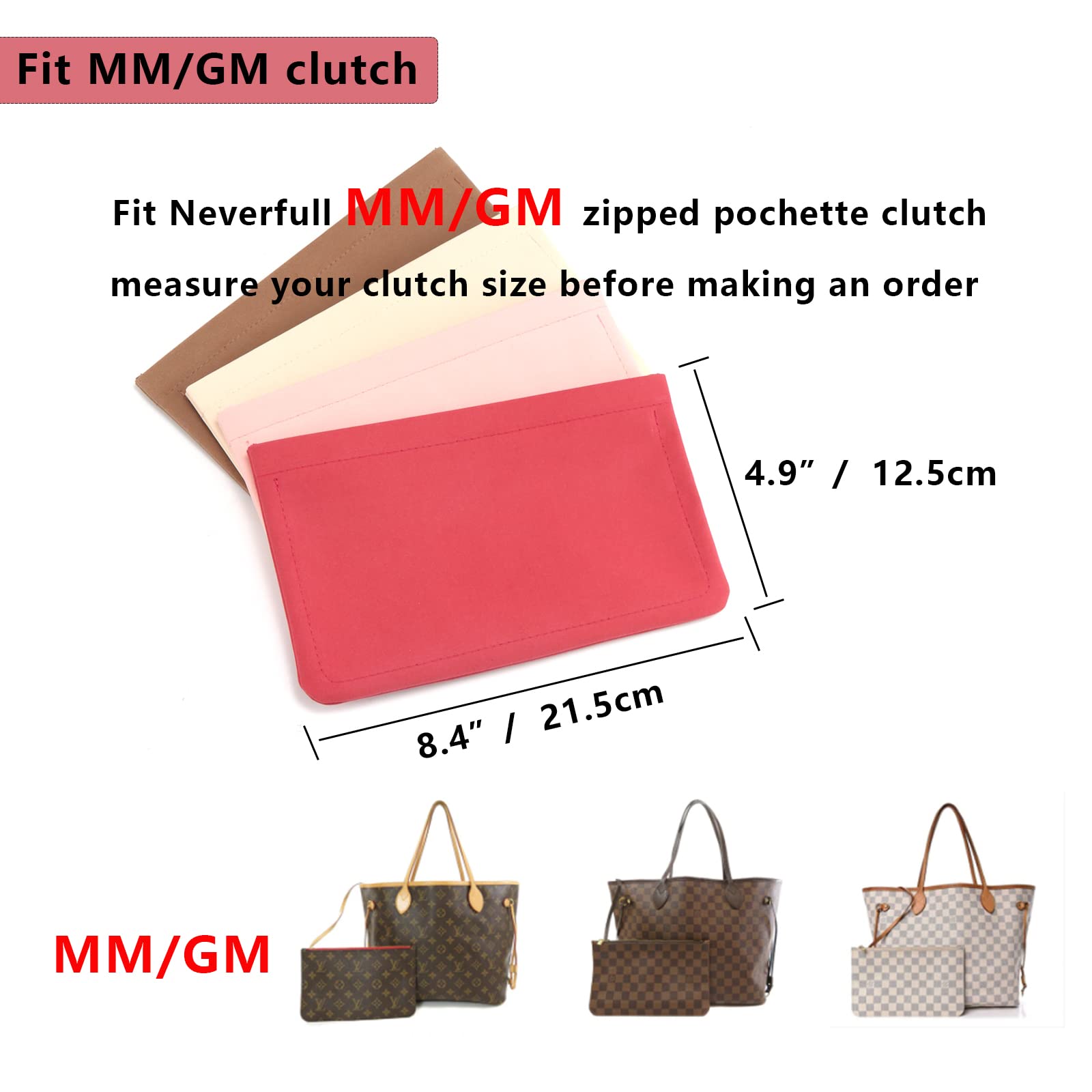 Crossbody Conversion Kit for Neverfull Pouch, Purse Insert Organizer Compatible with LV Neverfull MM GM Pouch, Convert Tote Inner Pochette Into A Crossbody (Beige)