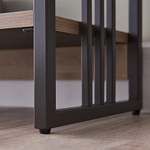 Leick Home 70008-WOGM Mixed Metal and Wood Slatted Bookshelf, White Oak/Gunmetal Gray