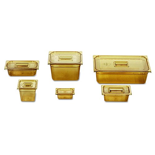 Rubbermaid Commercial Products Hot Food Insert Pan for Restaurants/Kitchens/Cafeterias, 1/6 Size, 4 Inches Deep, Amber (FG205P00AMBR)