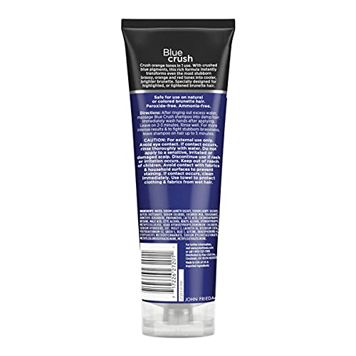John Frieda Blue Crush Blue Shampoo and Conditioner Set for Brunettes, Crush Brassy Tones for Brunettes, 8.3 Fl Oz