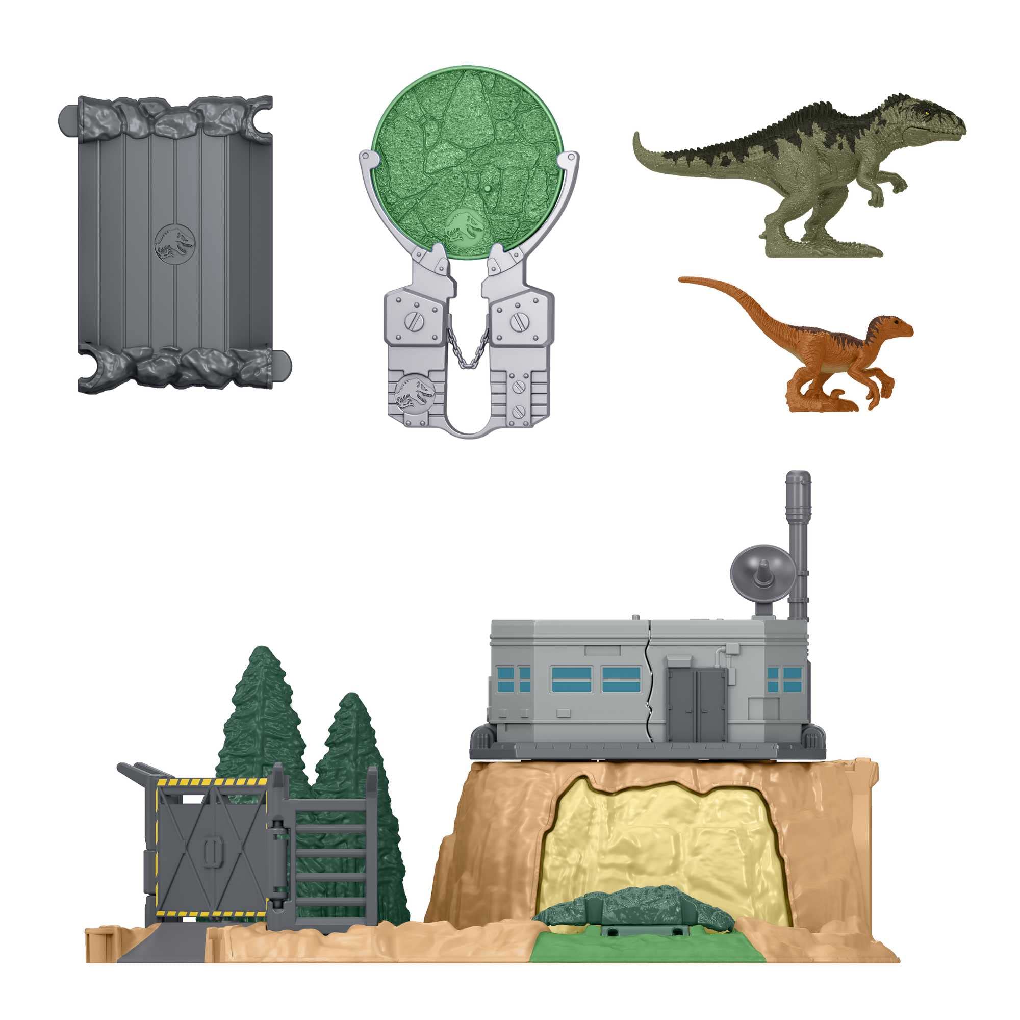 Mattel Jurassic World Dominion Minis Giganotosaurus Rampage Playset with 2 Mini Dinosaur Figures and Break Apart Features, Toy Set