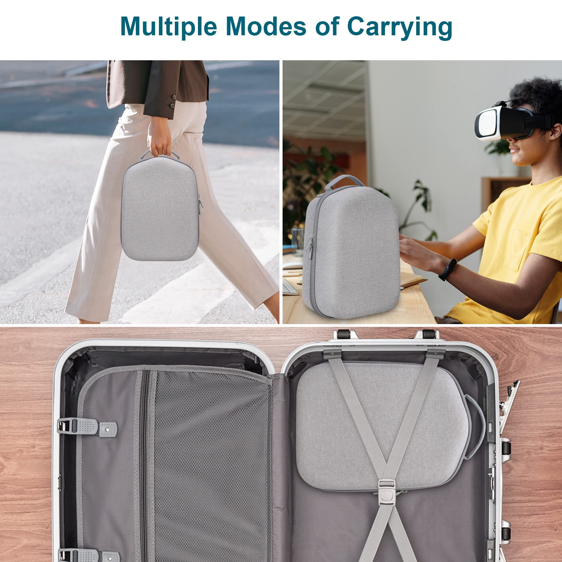 Canboc Hard Travel Carrying Case, Portable Lightweight Protective Cover, VR Gaming Headset and Touch Controllers Accessories Storage Bag, Grey