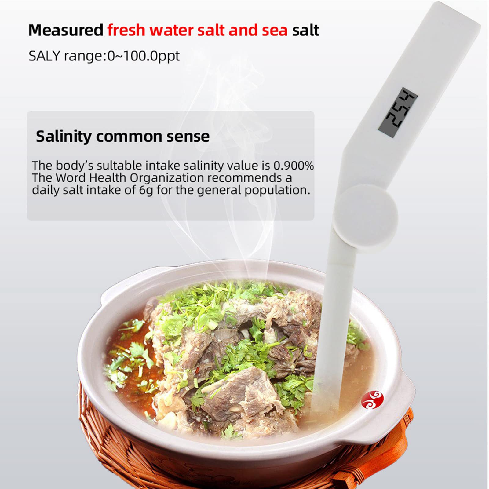 Digital Salinity Tester,Digital Salinity Tester for Salt Water,Foldable Design High Accuracy Quick Response 0 to 100ppt Pool Salt Tester for Seawater, Aquariums, Marine Monitoring, Pool Salt Test