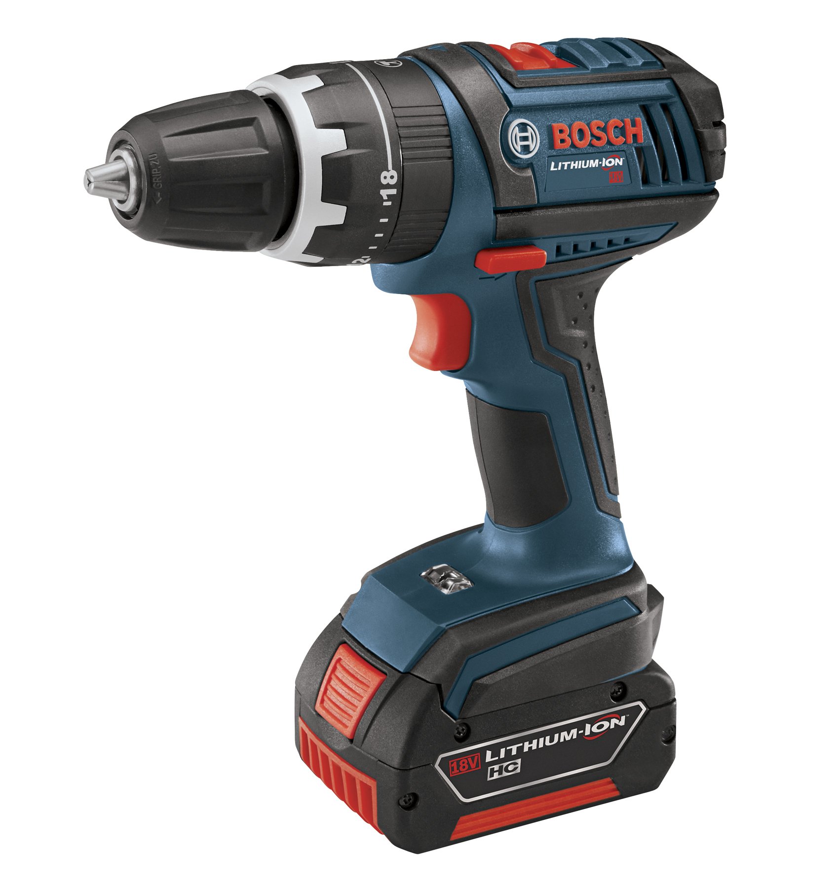 Bosch HDS181-01 18-Volt Lithium-Ion 1/2-Inch Compact Tough Hammer Drill/Driver Kit with 2 High Capacity Batteries, Charger and Case