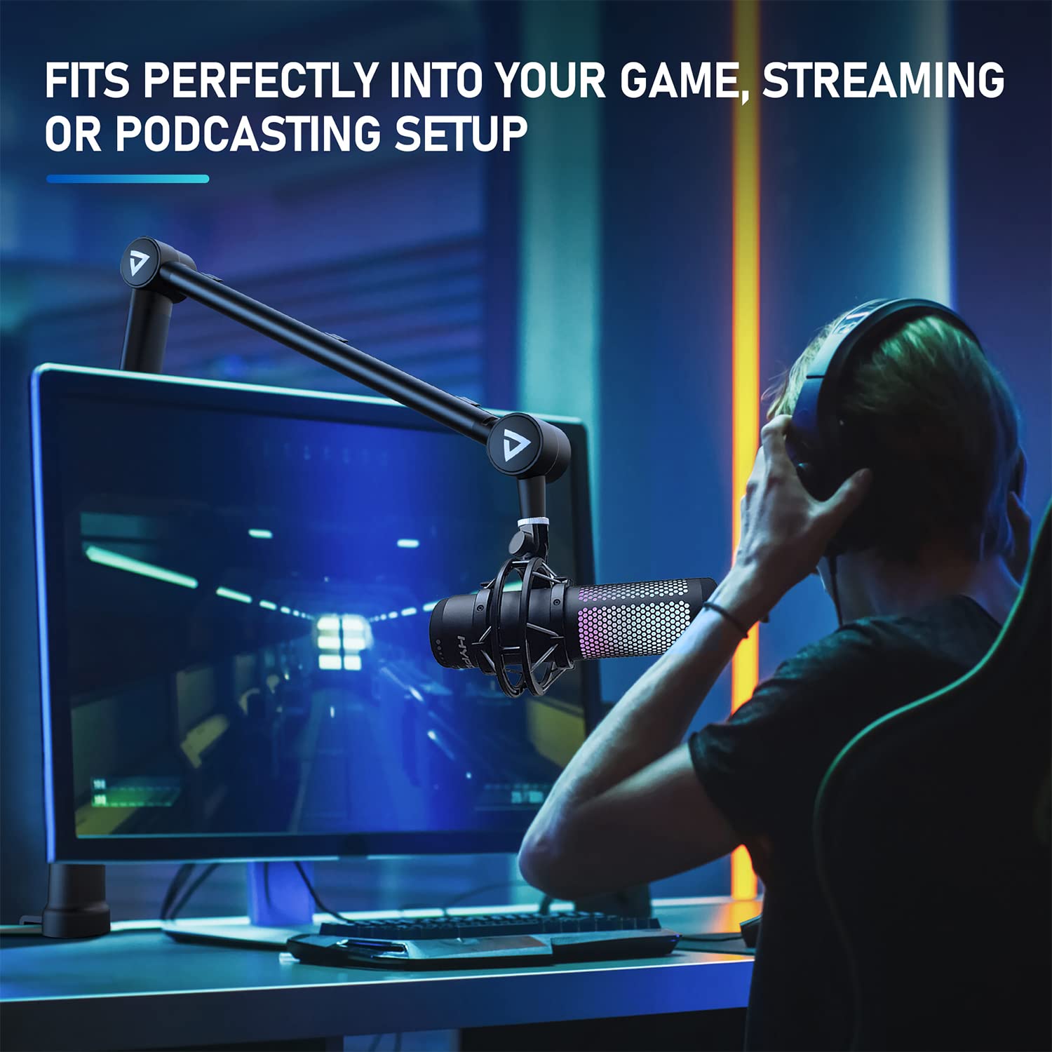 Boom Arm Microphone Stand, THRONMAX S3 Adjustable 360° Rotatable Microphone Arm, Mic Arm Desk, Built-in Cable Management For Recording, Gaming, Podcasting