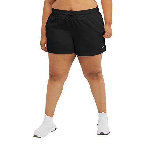 Champion Plus Size T-Shirt, Comfortable Shorts for Women, Moisture Wicking, 5", Black