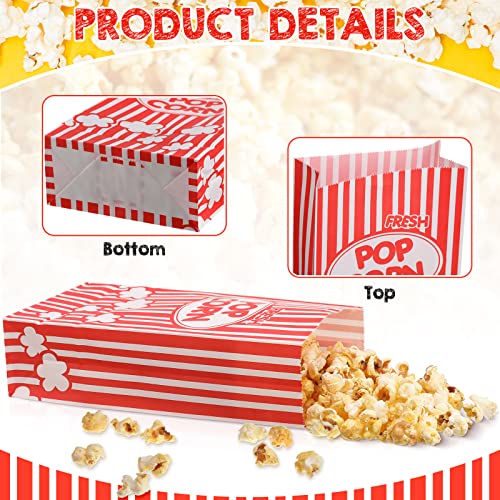 Popcorn Bags Paper Bags Grease Resistant Popcorn Container Single Serving 2 oz Paper Sleeves Red/white Leak Proof Flat Bottom for Movie Theme Party Supplies Retro Carnivals Fundraisers (300 Pcs)