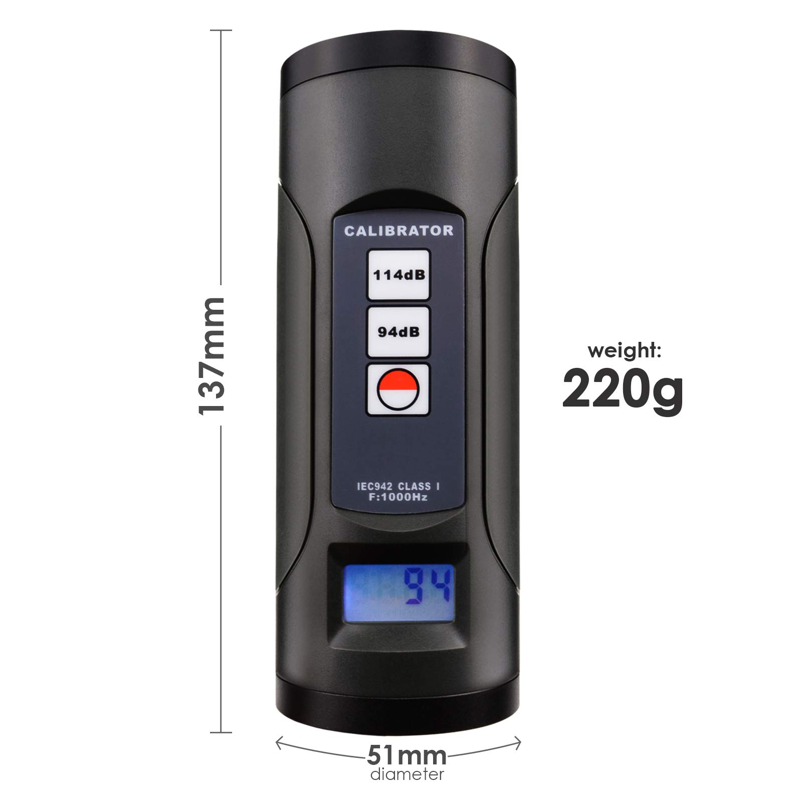 Digital Sound Level Meter Calibrator 94dB & 114dB for 1/2" and 1" inch Microphone, Professional Noise Decibel Calibration Tool Measurement Accuracy Check