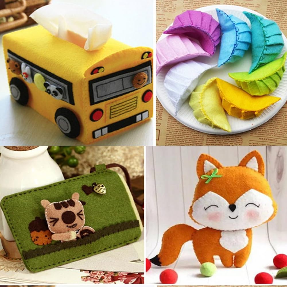 Dudnbt 42pcs 6 x 6 inches Felt Fabric Sheets - Fabrics DIY Craftwork Sewing Patchwork, Felt Crafts Assorted Colour Polyester Felt Sheet for Art and Craft