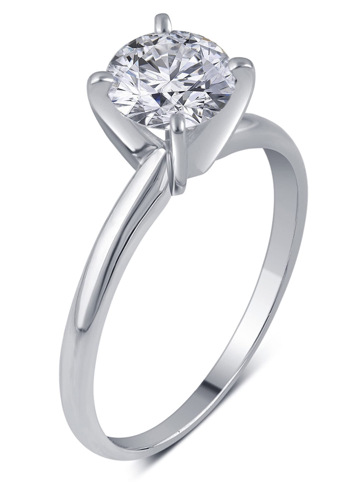 Beyond Brilliance 1.00 Carat Diamond, Prong-Set 14K White Gold Diamond Solitaire Engagement Ring (H-I, I2-I3)