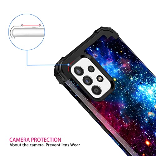 Miqala for Galaxy A53 5G Case,Glow in The Dark Three Layer Shockproof Hard Plastic+Silicone Rubber Protective Case for Samsung Galaxy A53 5G,Blue Sky