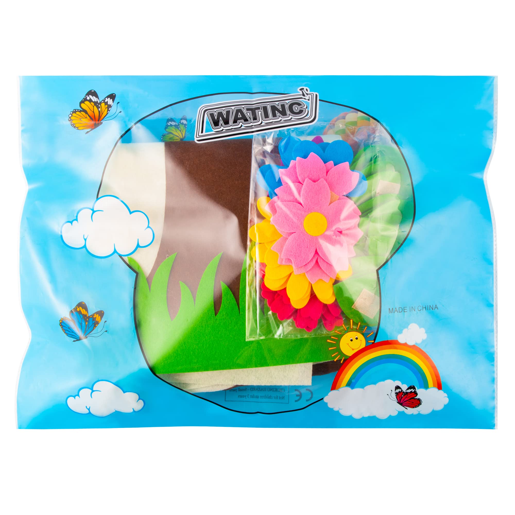 WATINC 49Pcs DIY Spring Tree Felt Board Craft Kit, Flower Leaf Butterfly Snail Bird Detachable Ornaments Spring Party Decoration for Kids, Activity Creative Game Wall Hanging Decor for Home Classroom