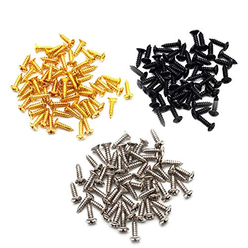 MAXCHEER 150Pack Guitar & Bass Pickguard Screws for Strat & Tele (Mixed Color 150 Pack)