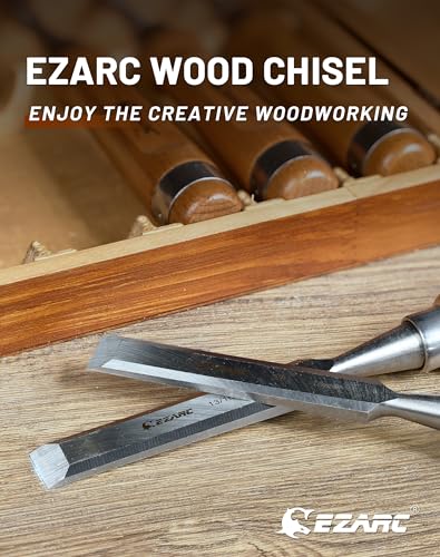 EZARC 6 Pieces Wood Chisel Tool Sets Woodworking Carving Chisel Kit with Premium Wooden Case for Carpenter Craftsman