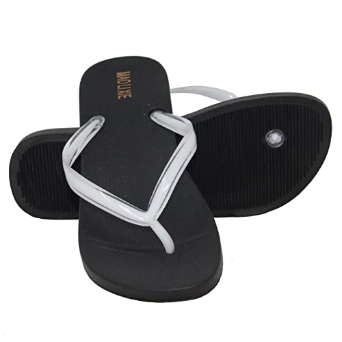 Mao Li Xie Women's Slim Flip Flops Shining Strap Summer Beach Thong Slippers Comfort Sandals (8, White, numeric_8)