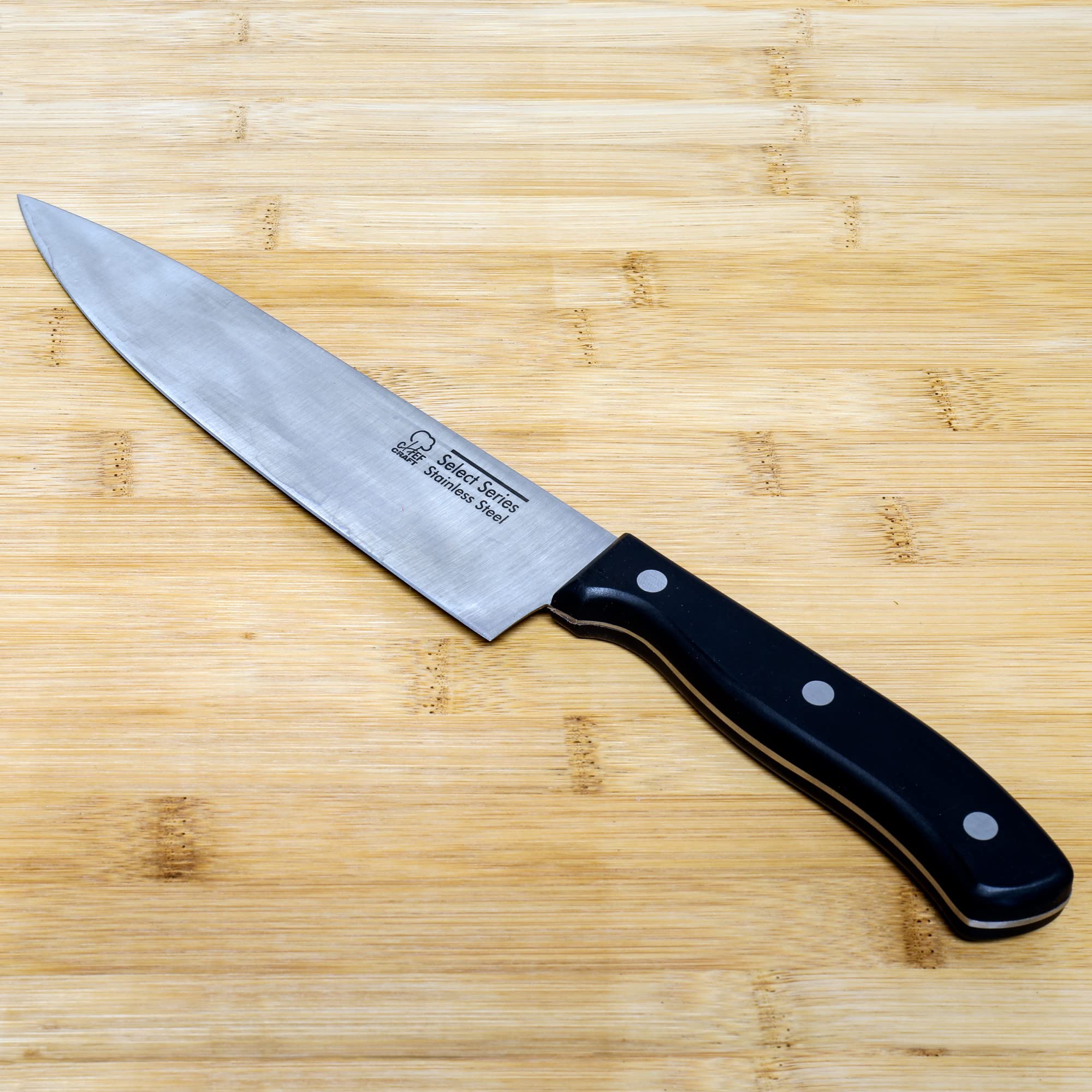 Chef Craft Select Chef Knife, 8 inch blade 13 inches in length, Stainless Steel/Black