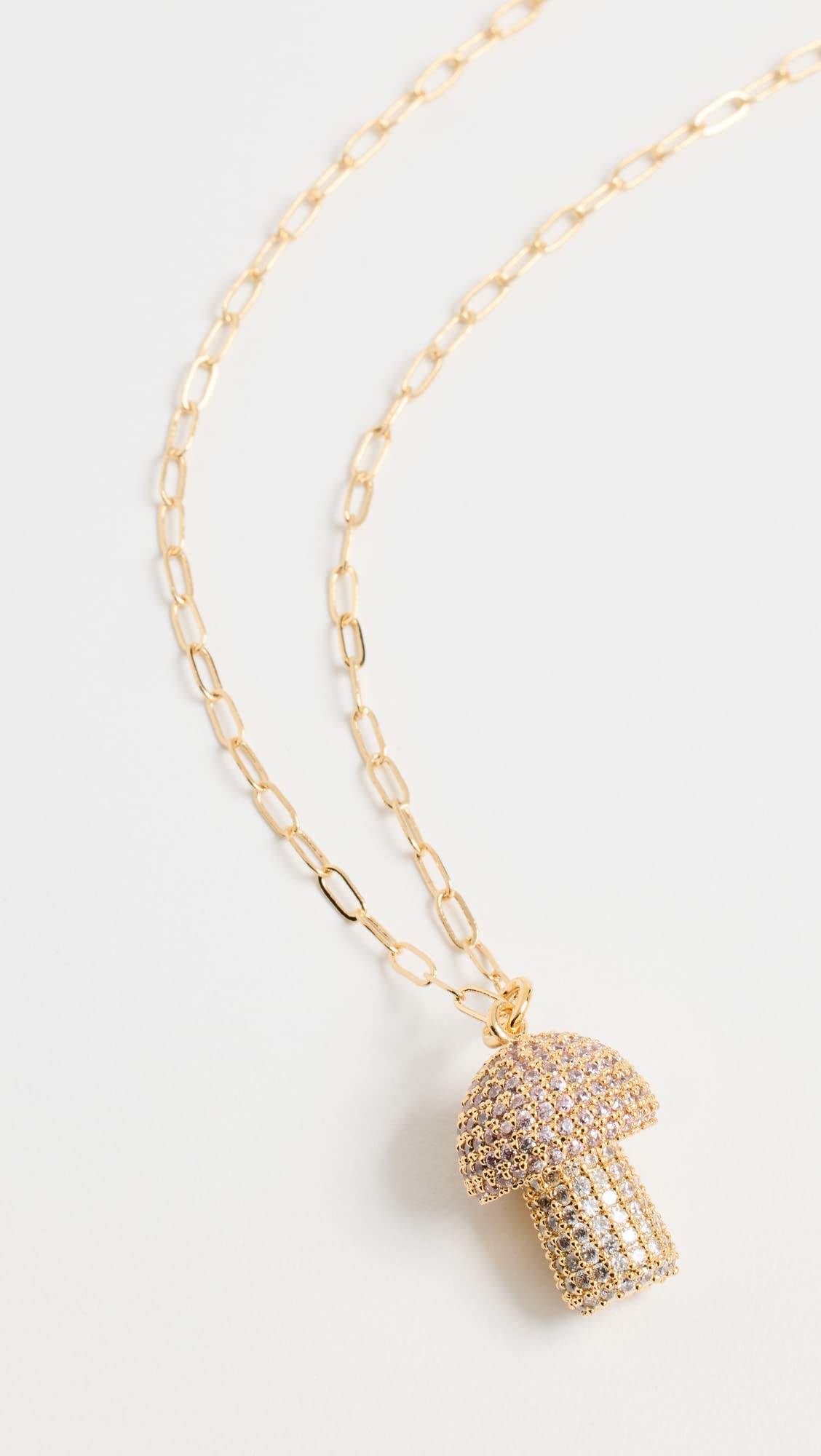 Cloverpost Women's Mushroom Necklace, Blush CZ/Yellow Gold, One Size