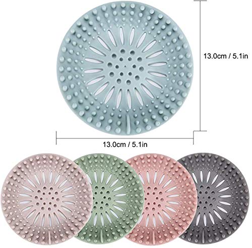 Emoly Silicone Hair Catcher Shower Drain Covers, Easy to Install and Clean Suit,Universal Rubber Sink Strainerfor Bathroom Bathtub and Kitchen (5 Pack)