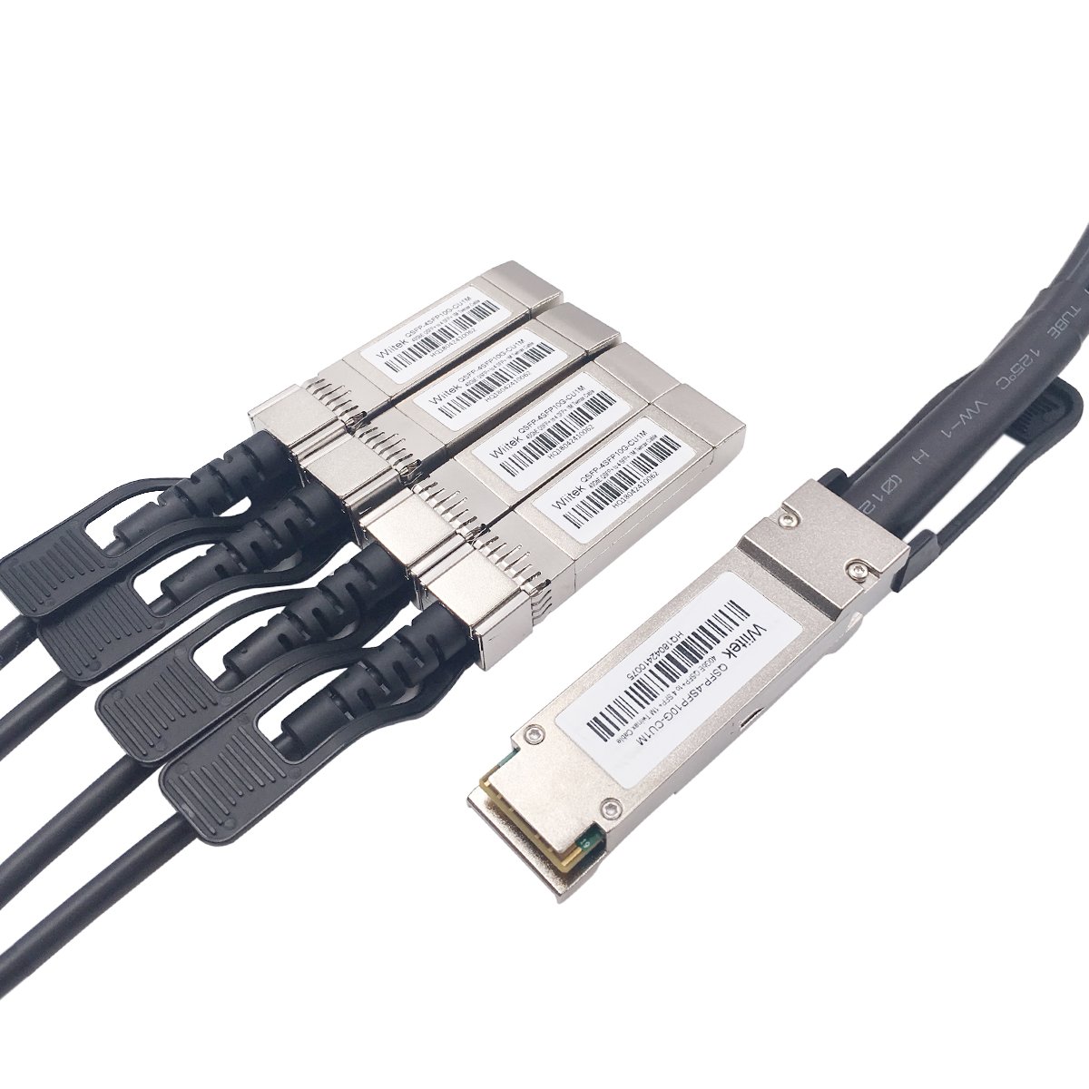 Wiitek 1M QSFP+ to 4 SFP+ DAC Breakout Cable, QSFP-4SFP10G-CU1M, 40G QSFP+ Direct Attach Copper Cable, 30AWG Black, for Cisco, Ubiquiti, Mellanox, Supermicro, Compatible for Mikrotik