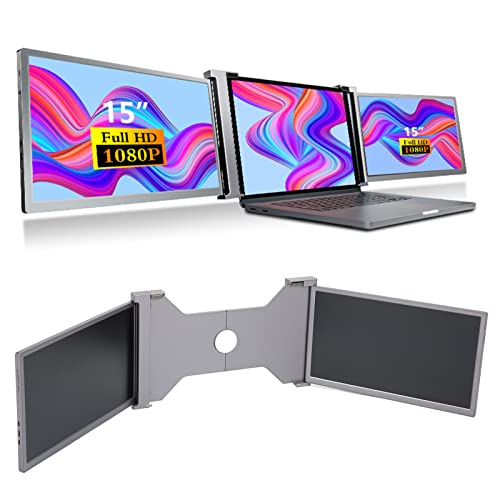 Cryfokt Portable Monitor, Dual Extender FHD 1080P IPS Screen for Laptop Mobile Phone PC (Space Gray)