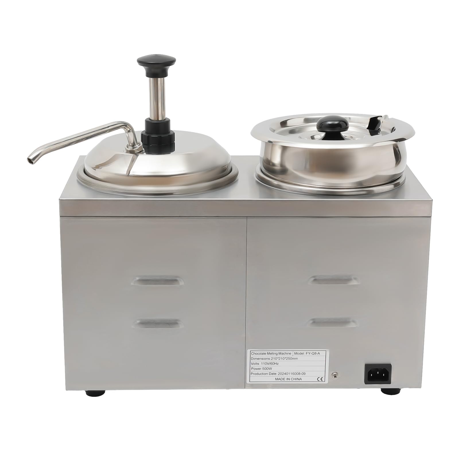 Electric Cheese Warmer with Pump Sauce Warmer Commerical Sauce Dispenser Double Heads Cheese Warmer with Spoon for Nacho Cheese, Hot Fudge, Caramel, Chilli, Butter