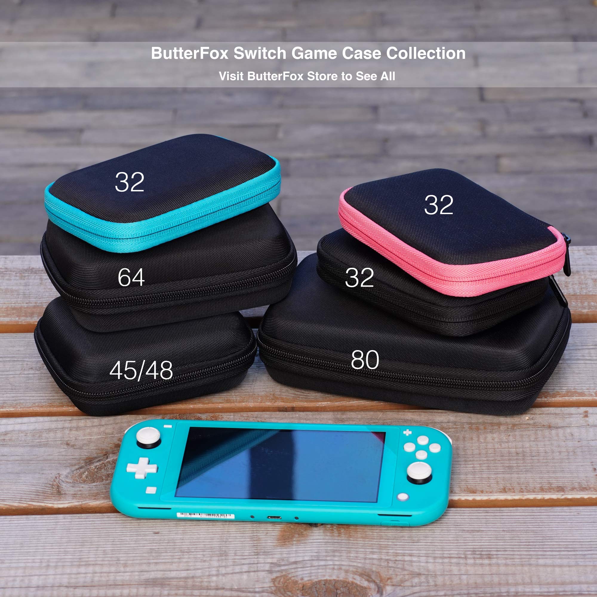 Butterfox 32 Switch Game Case for Nintendo Switch, Switch Game Card Storage Holder or SD Memory Card Case (Coral Pink/Black)