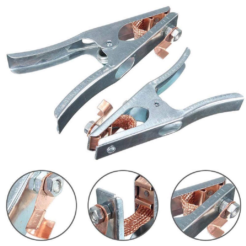 Bolsen 2pcs 300A/500A/800A Earth Ground Cable Clip Clamp Welding Manual Welder Electrode Holder Welding Processing Ground Clamp Professional Tools (300A)