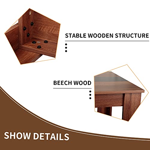 MKJLWO Wooden Dining Table for 4 to 6,Rectangular Dining Room Table Wood Kitchen Table Rustic Farmhouse Dinner Table Restaurant Tables,Walnut