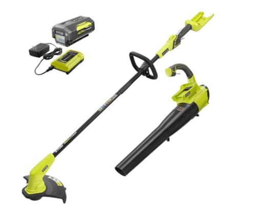 RYOBI Ryobi 18V Brushless Cordless Battery String Trimmer and Leaf Blower Combo Kit P20121 0