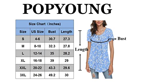 POPYOUNG Women's 2023 Spring-Summer Casual Short Sleeve Tunic Tops Ruffle Blouse T-Shirts XL, Blue Tie dye
