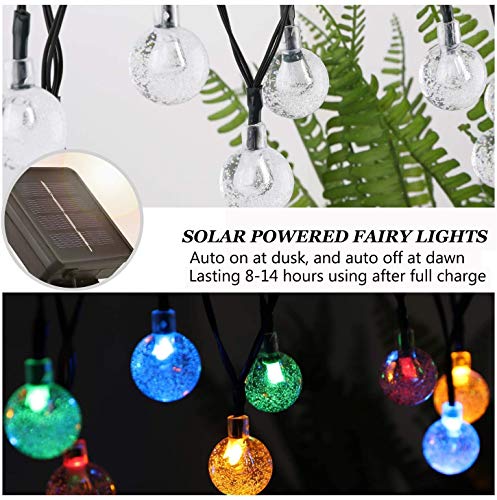 WHEEJE String Lights Solar Garden Lights Outdoor Waterproof 50LED Fairy Lights 8 Mode 7M Solar String Light for Garden Patio Yard Home Christmas for Wedding/Party/Curtain/Garden