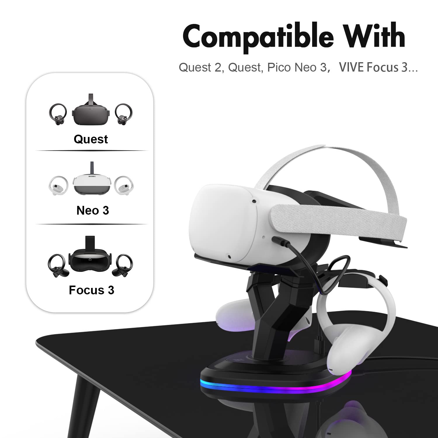 Charging Dock and Head Strap with Battery Pack for Oculus Quest 2