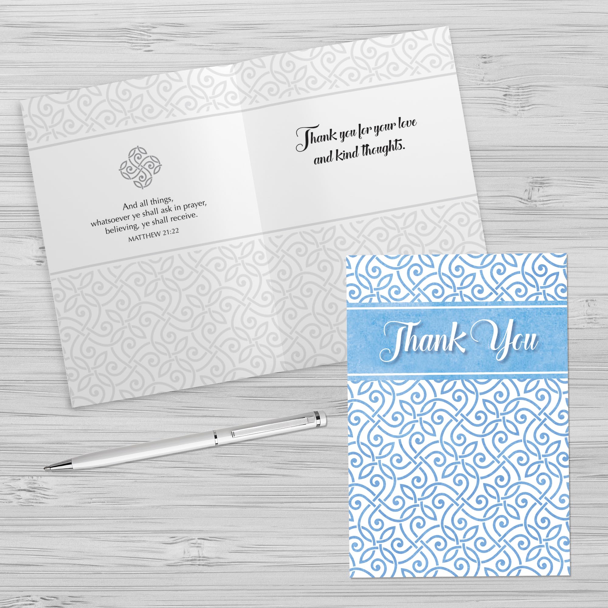 Faithfully Yours Designer Greetings Inspirational Thank You Boxed Card Assortment, With Gratitude with Biblical Scripture Verses (Box of 12 Greeting Cards with Envelopes)