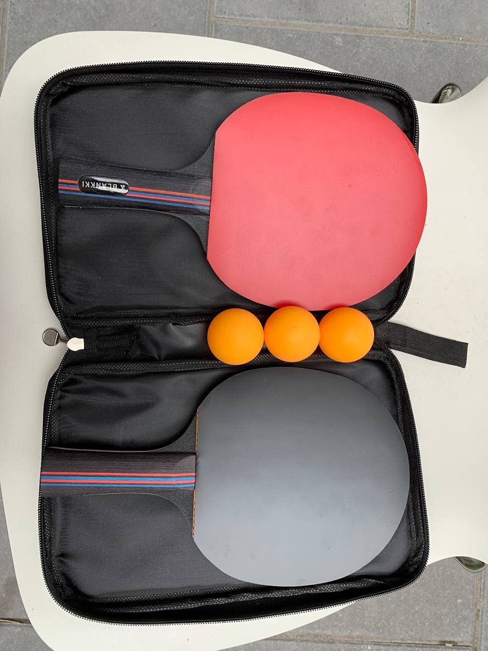Blankki Wind Spin Ping Pong Paddle Set with Triple Foam pad | 7-Ply Blade, Offensive Rubber, 2.0mm Sponge, Protector Case |, Red, Black