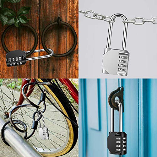 Disecu 2.5 Inch Long Shackle Combination Lock 4 Digit Outdoor Waterproof Padlock for School Locker, Gym Locker, Hasp Cabinet, Gate, Fence, Toolbox (Black, 2 Pack)