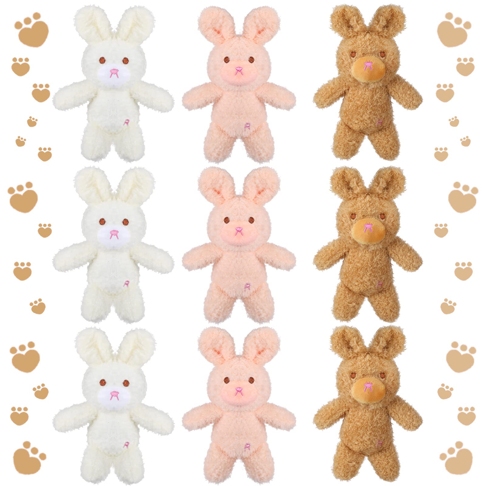 Zomiboo 9 Pcs 7.2 Inch Mini Bunny Stuffed Animals Stuffed Bunny Plush Toys Soft Plush Rabbit Mini Plush Bunny for Easter Graduation Birthday Gifts Wedding Summer Party Decorations
