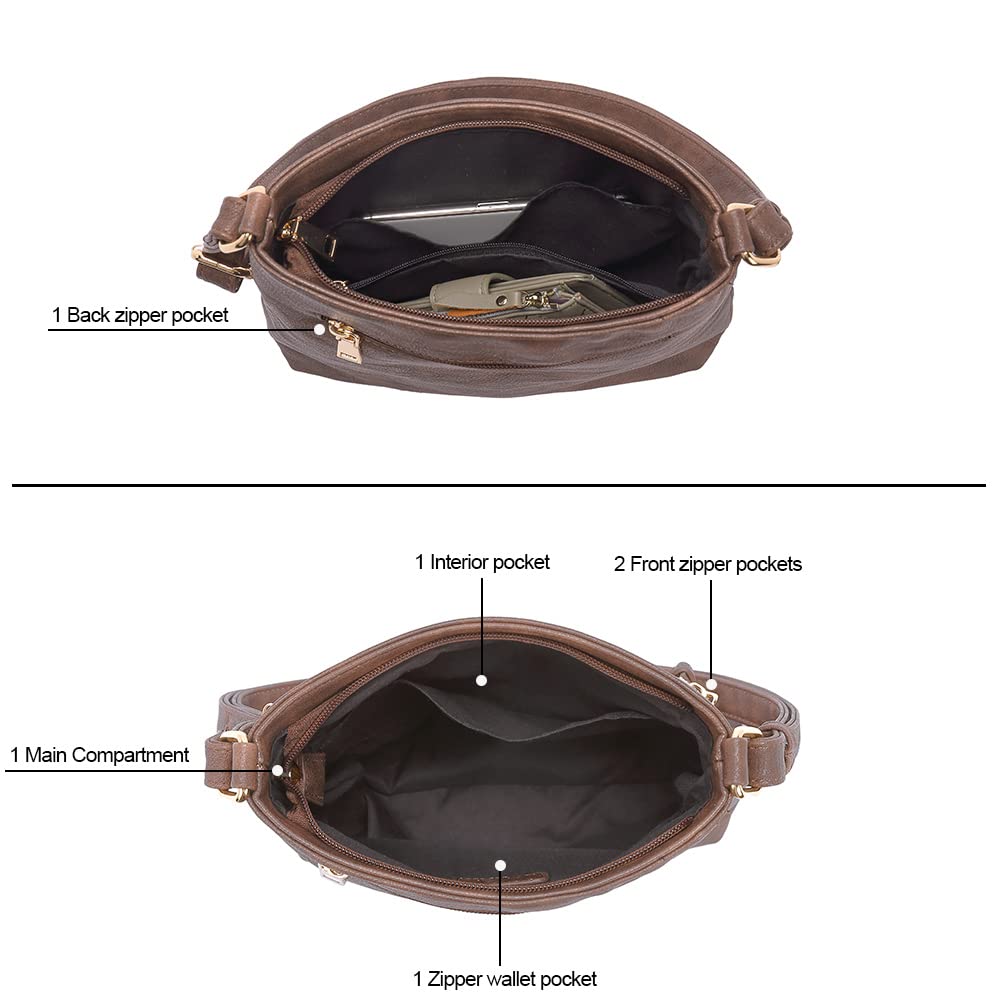 CLUCI Crossbody Purses for Women, Zipper Pocket Adjustable Strap, Soft Leather Women's Shoulder Handbags