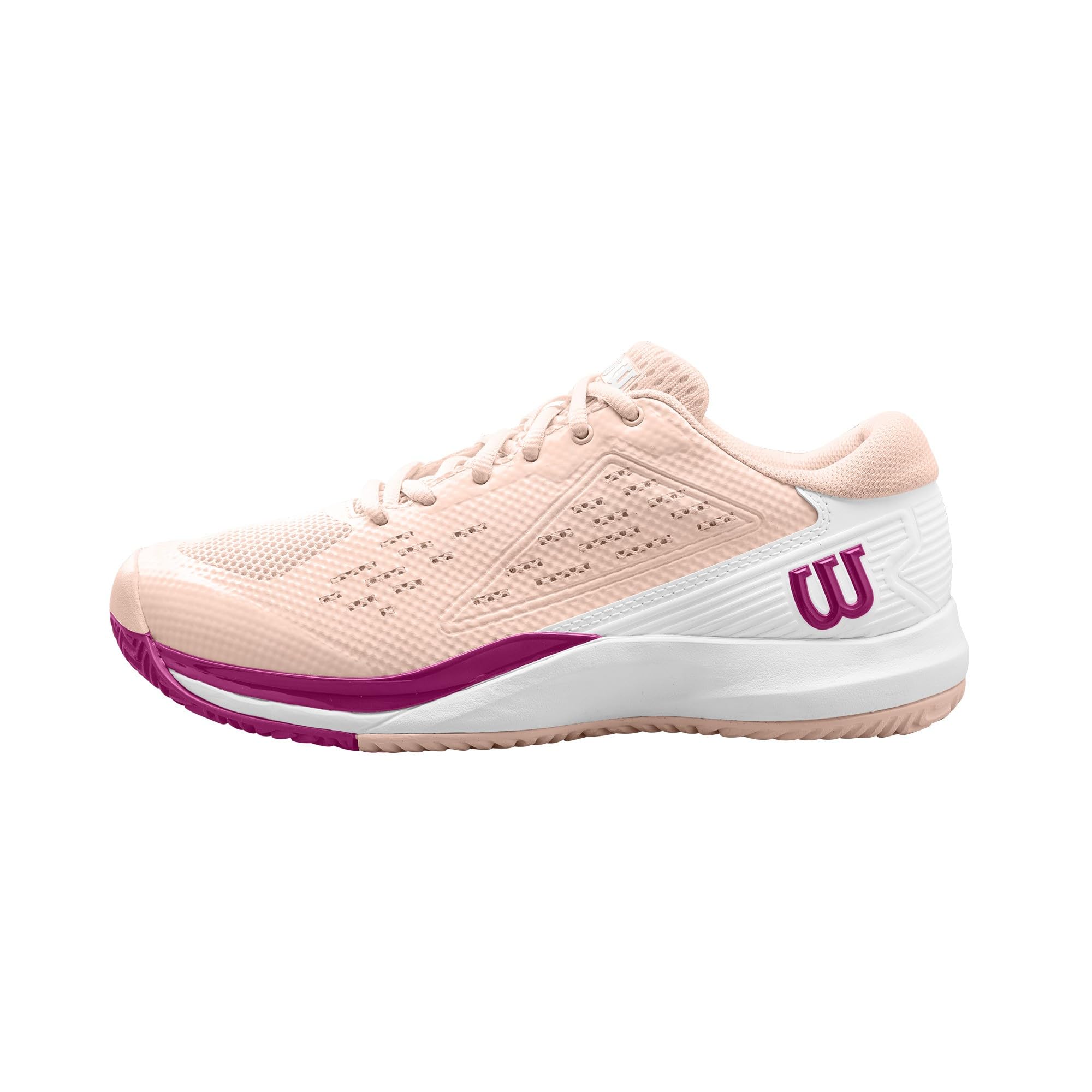 WILSON Women's Rush Pro Ace Sneaker, Scallop Shell/White/Baton Rouge, 8.5