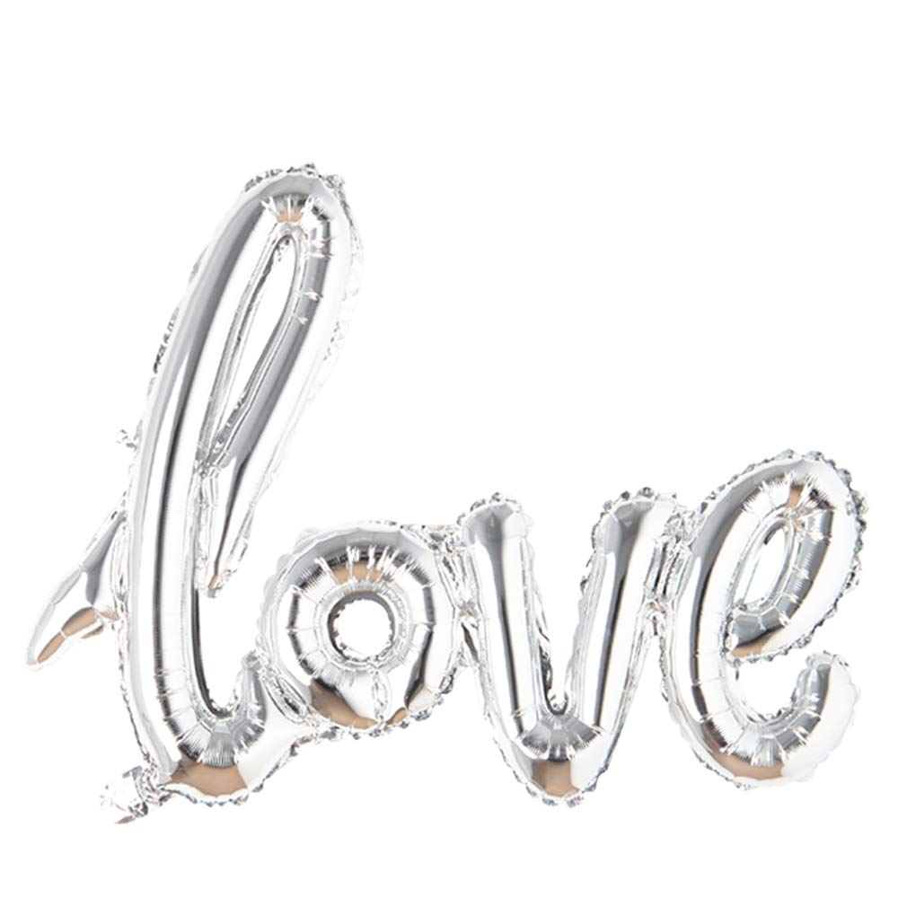 Giant multicolor Love Letter Foil Balloons Champagne Love Balloon, Wedding Party Decoration Valentines Day Gift Marriage Decor (Silver)