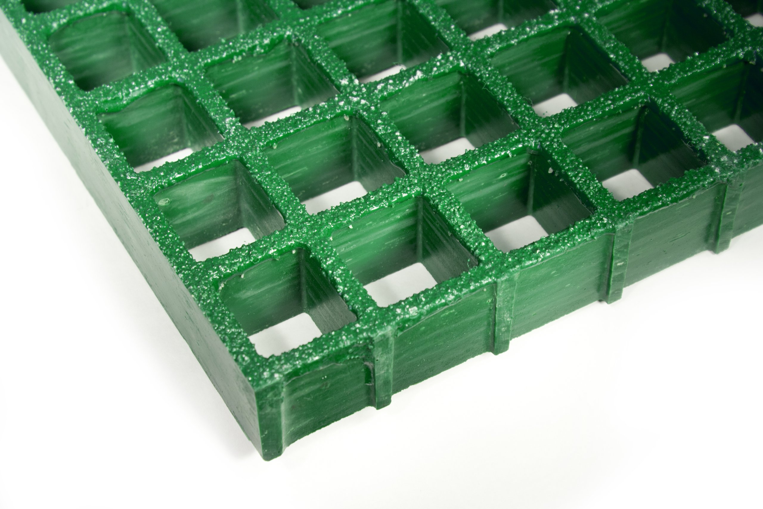 Fibergrate Corvex grating, Green, Grit-Top, 1-1/2 thick, 4' wide, 12' long, 1-1/2 x 1-1/2 Openings