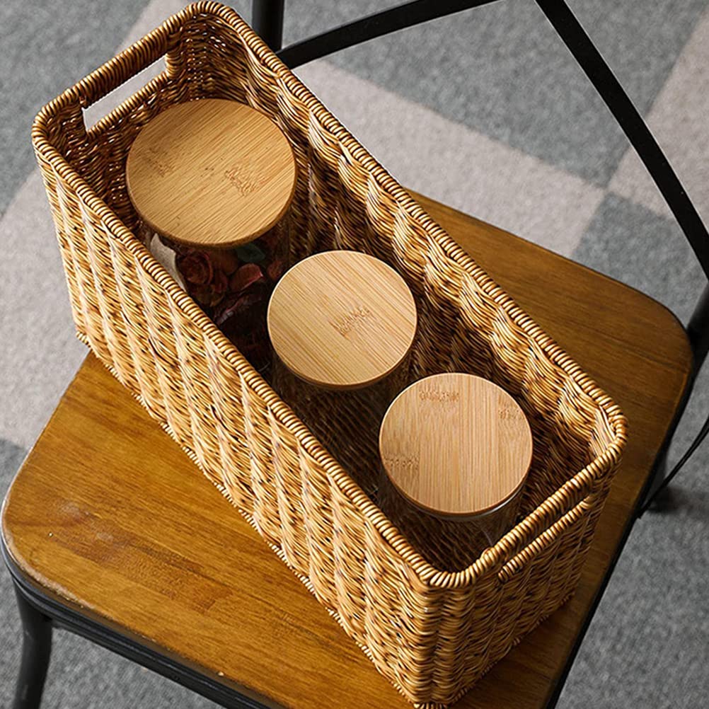 Cabilock Magazine Newspaper Basket Wicker Waste Basket Rustic Book Rattan Magazine Holder File Folder Organizer Decorative Storage Bins Chopsticks Magazine Basket Plastic Toilet Paper Child