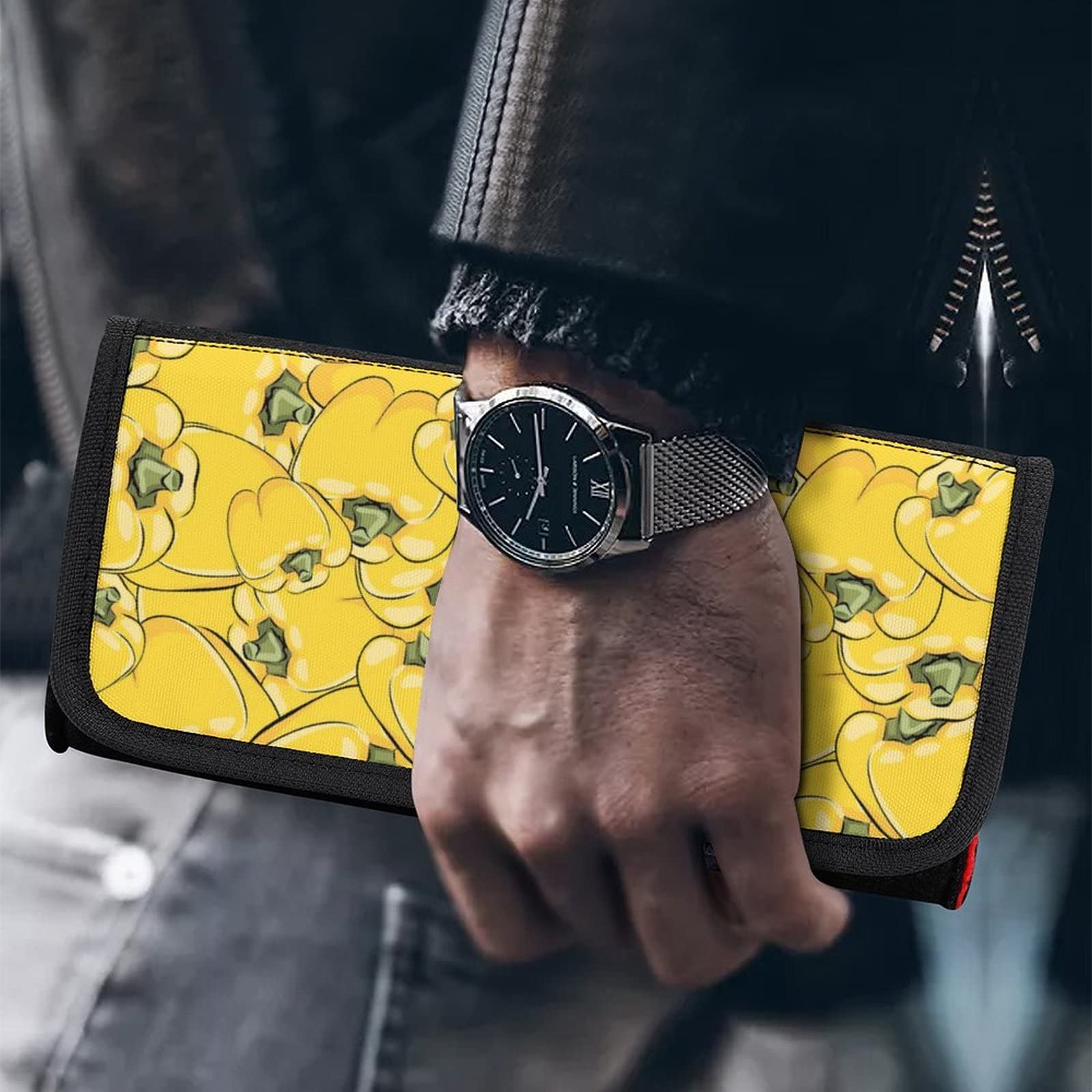 Capsicum Pattern Carrying Bag Compatible with Switch Protective Case Slim Felt Pouch with 5 Game Cartridges Holders