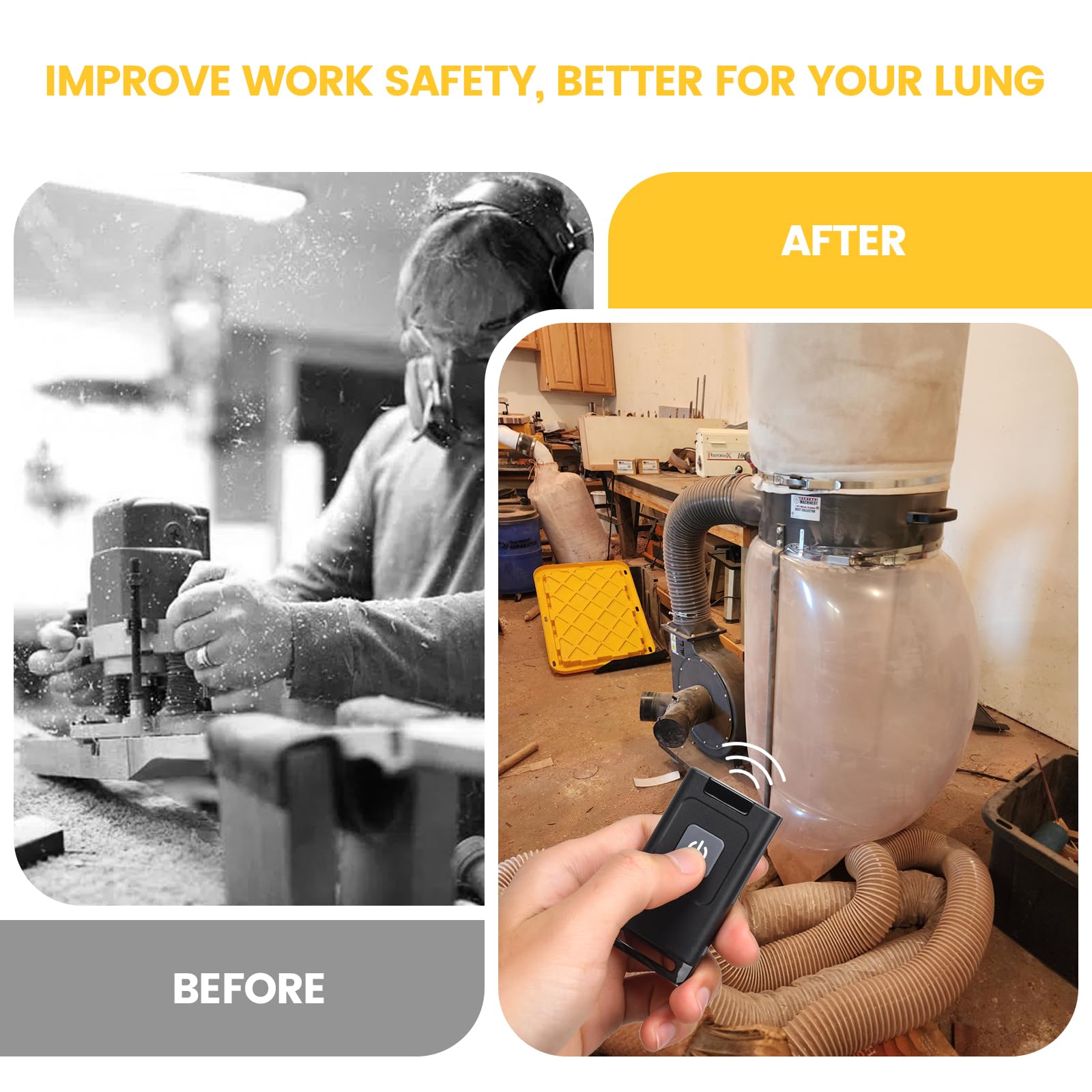 Dust Collector Remote Switch, Ortis 120V Wireless Remote Switch for Dust Collector, 328FT Wireless Range (Battery Included), Heavy Duty Design, Save Your Time and Energy, Enhance Your Work Safety