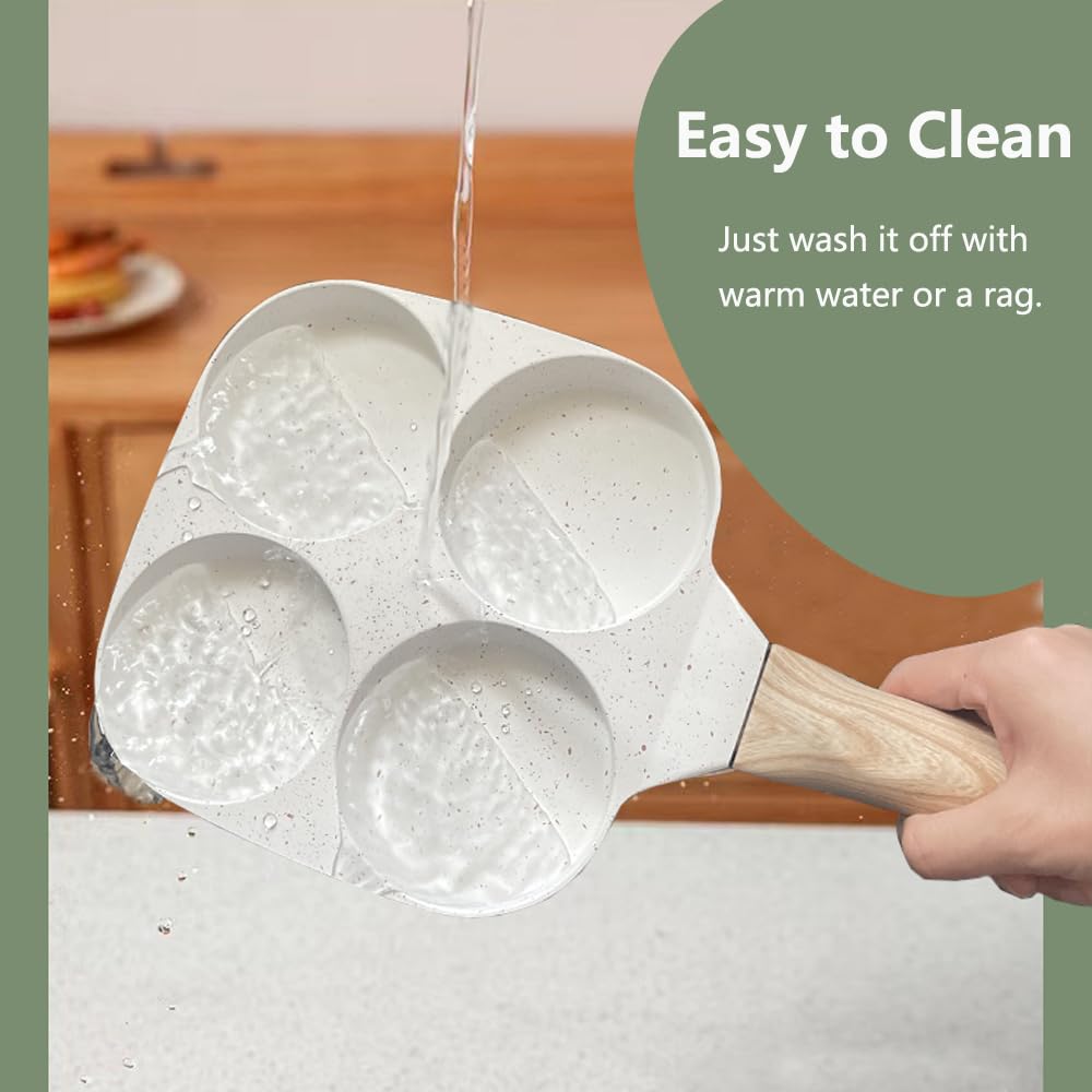 Unoschrim Four Egg Frying Pan, Egg Pan Non Stick Omelette Pan, Suitable for Gas Stove Induction Cookware, Food Grade Granite Mini Egg Cooker Pan for Breakfast