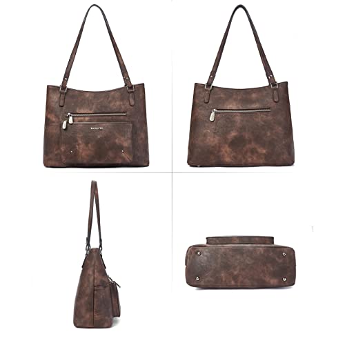 BOSTANTEN Women Handbag Leather Shoulder Bags Soft Designer Top Handle Purse (Brown 2)