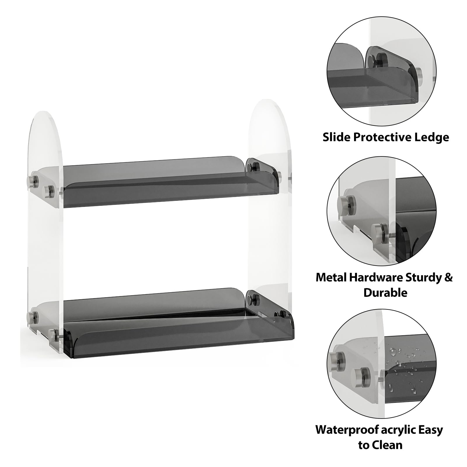 Fixwal Bathroom Counter Organizer, 2 Tier Bathroom Organizer Countertop Acrylic Skincare Organizers, Countertop Organizer for Perfume Display, Vanity, Kitchen Spice(Clear)