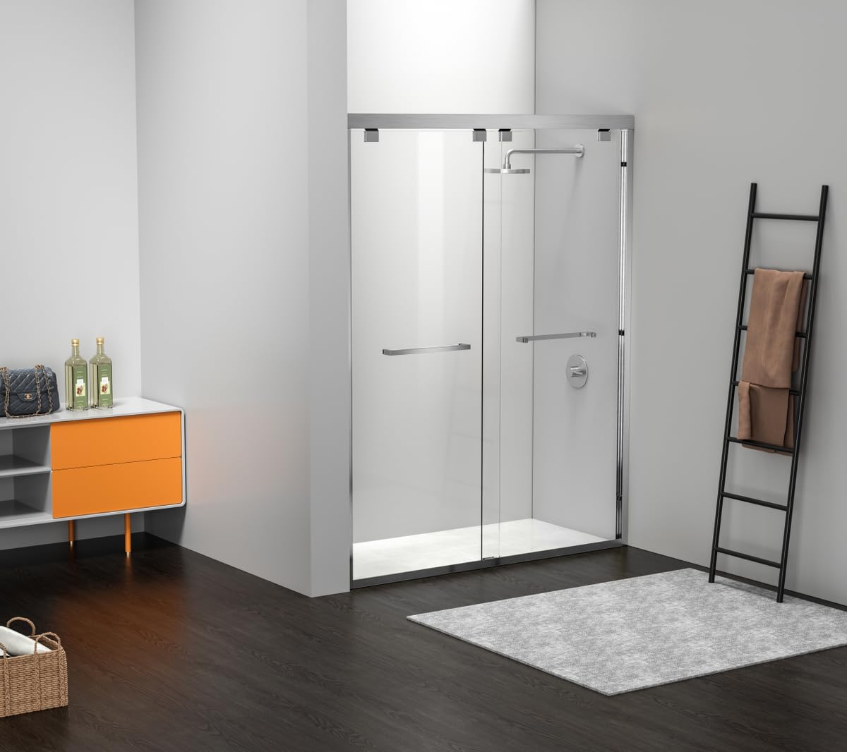Elegant Kitchen and Bath SD303-6076BNK Semi-Frameless Shower Door 60 x 76 Brushed Nickel