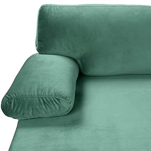 Modern Large Velvet Fabric U-Shape Sectional Sofa, Double Extra Wide Chaise Lounge Couch with Gold Legs