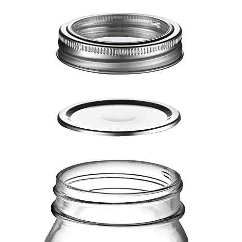 Dicunoy Set of 6 Drinking Mason Jar with Lids and Straws, 16OZ Wide Mouth Glass Bubble Tea Cup, Reusable Smoothie Cups, Canning Jars for Preserving, Meal Prep, Overnight Oats, Jam